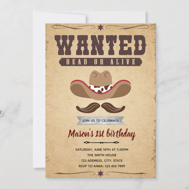Wanted rodeo birthday party theme invitation | Zazzle