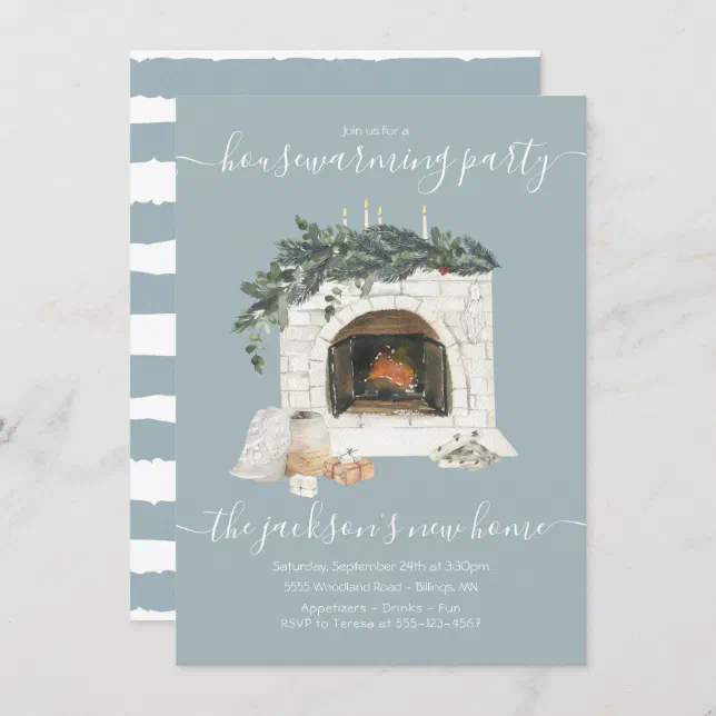 Warm and Cozy Fireplace Housewarming Party Invitation | Zazzle