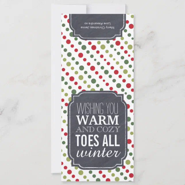 "Warm and Cozy Toes" - Gift tag for wrapping socks Holiday Card | Zazzle