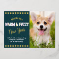 Warm and Fuzzy Pet New Year Photo Teal Real Gold Foil Holiday Card | Zazzle