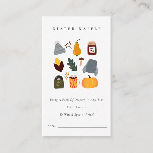 Warm Autumn Essential Diaper Raffle Baby Shower Enclosure Card | Zazzle