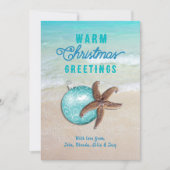 Warm Christmas Greetings Starfish Beach Scene Holiday Card | Zazzle