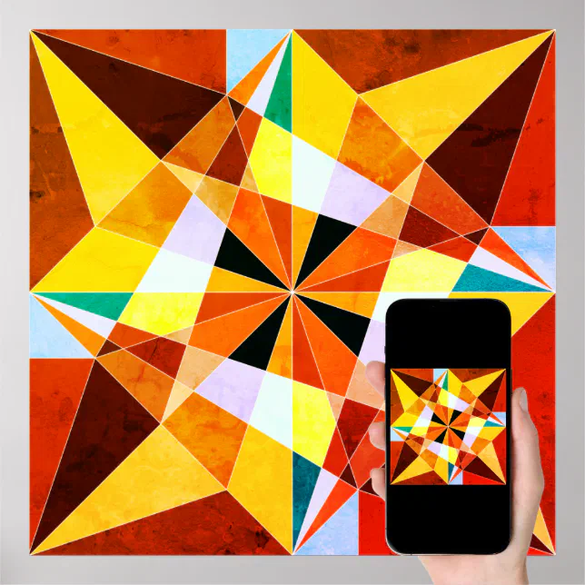 Warm Colors Cool Angular Geometric Shapes Poster | Zazzle
