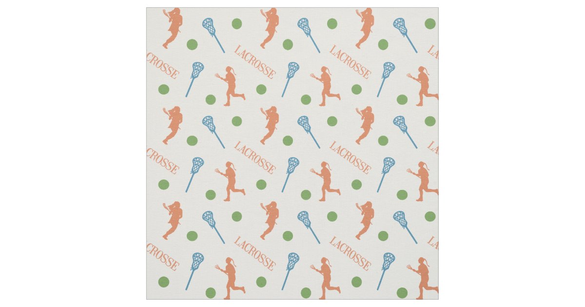 Warm Fall Colors Female Lacrosse Player Pattern Fabric | Zazzle