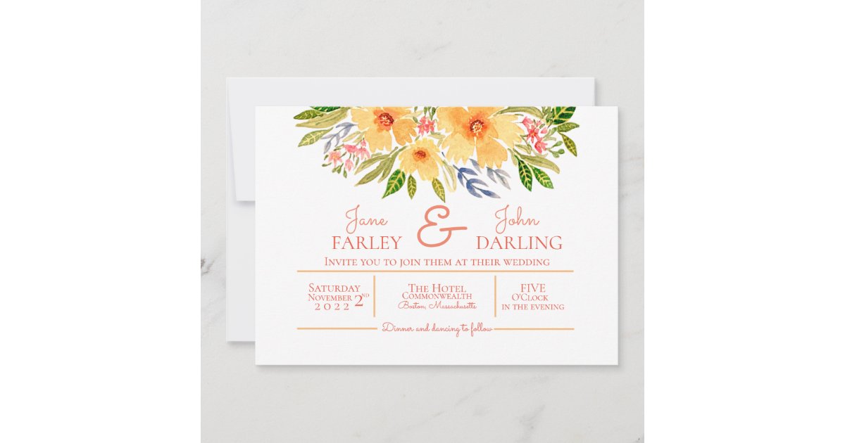 Warm floral wedding invitation | Zazzle