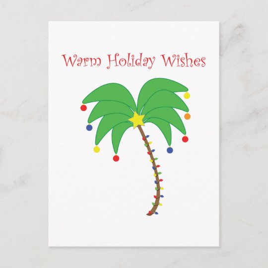 "Warm Holiday Wishes" Palm Tree postcard | Zazzle.com