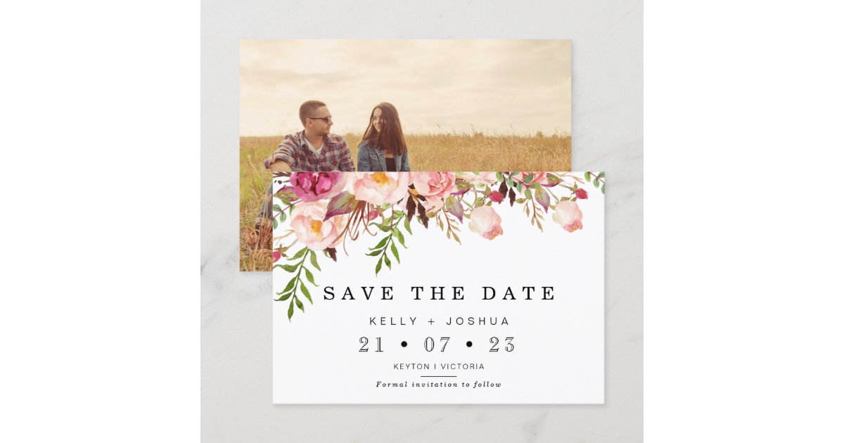 Warm Rustic Floral Wedding Save The Date Card | Zazzle