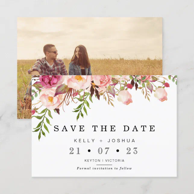 Warm Rustic Floral Wedding Save The Date Card | Zazzle