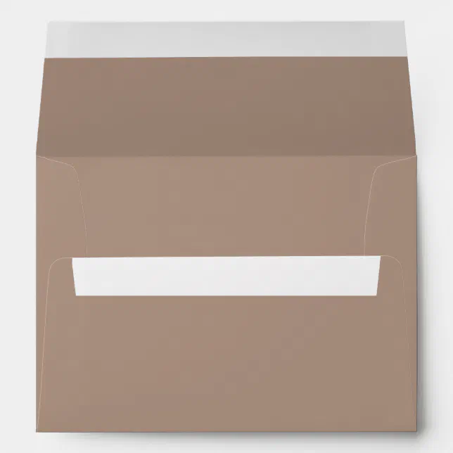 Warm Taupe Beige with White Wedding Detail Envelope | Zazzle