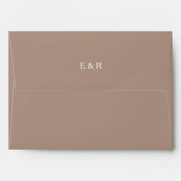 Warm Taupe Beige with White Wedding Detail Envelope | Zazzle
