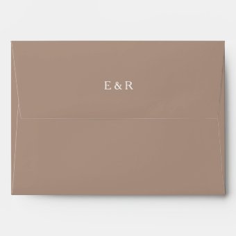 Warm Taupe Beige with White Wedding Detail Envelope | Zazzle