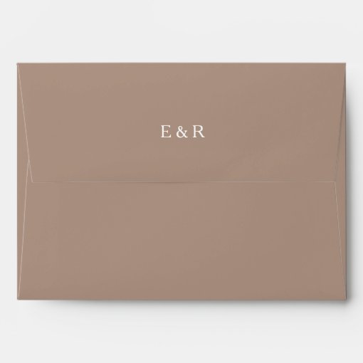 Warm Taupe Beige with White Wedding Detail Envelope | Zazzle