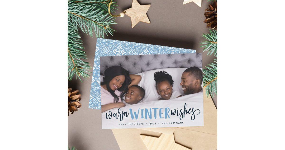 Warm Winter Wishes | Holiday Photo Card | Zazzle