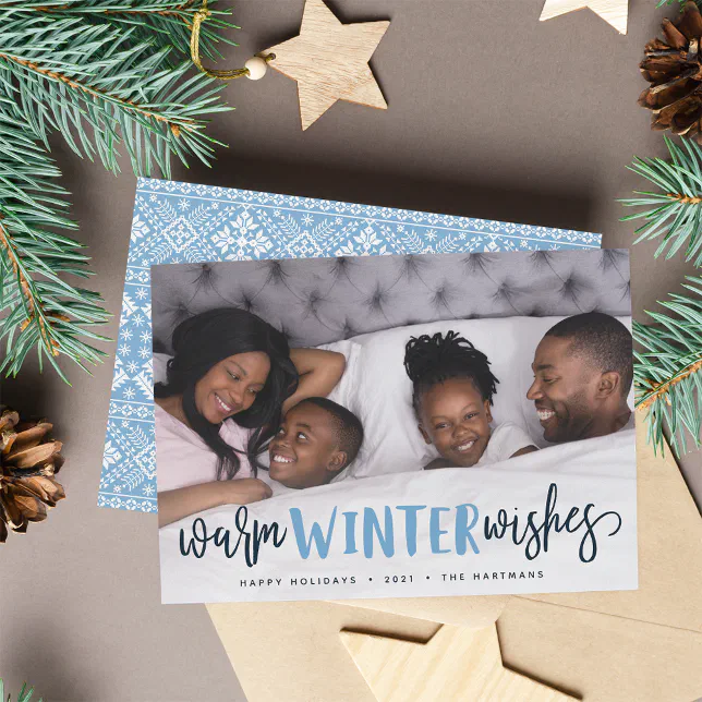 Warm Winter Wishes | Holiday Photo Card | Zazzle