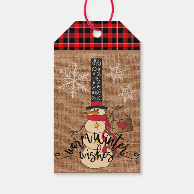 Warm Winter Wishes - Snowman Gift Tags | Zazzle