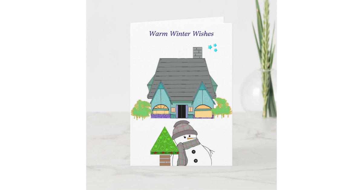 Warm Winter Wishes - Snowman Holiday Card | Zazzle