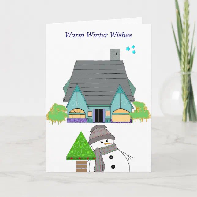 Warm Winter Wishes - Snowman Holiday Card | Zazzle