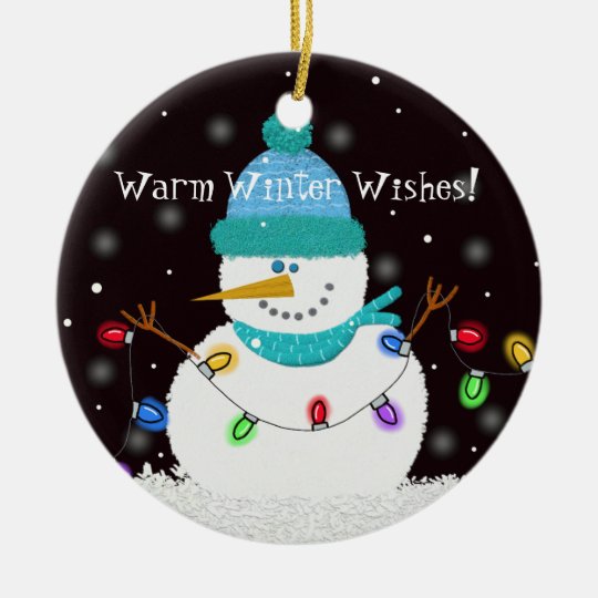 "Warm Winter Wishes" Snowman Ornament | Zazzle.com