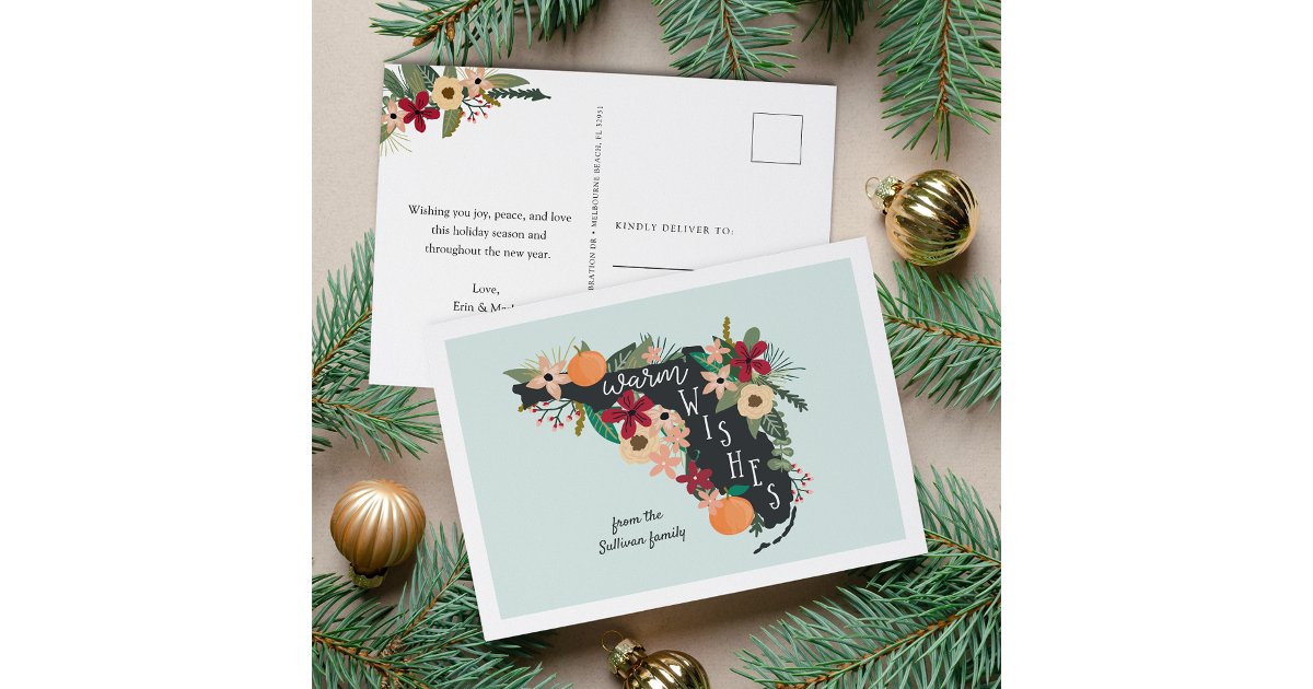 Warm Wishes From Florida Holiday Postcard | Zazzle