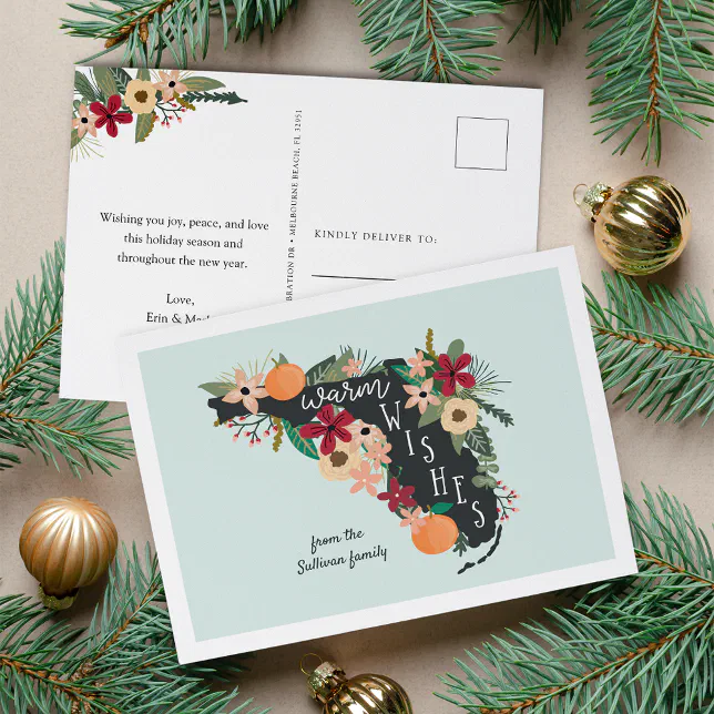 Warm Wishes From Florida Holiday Postcard | Zazzle