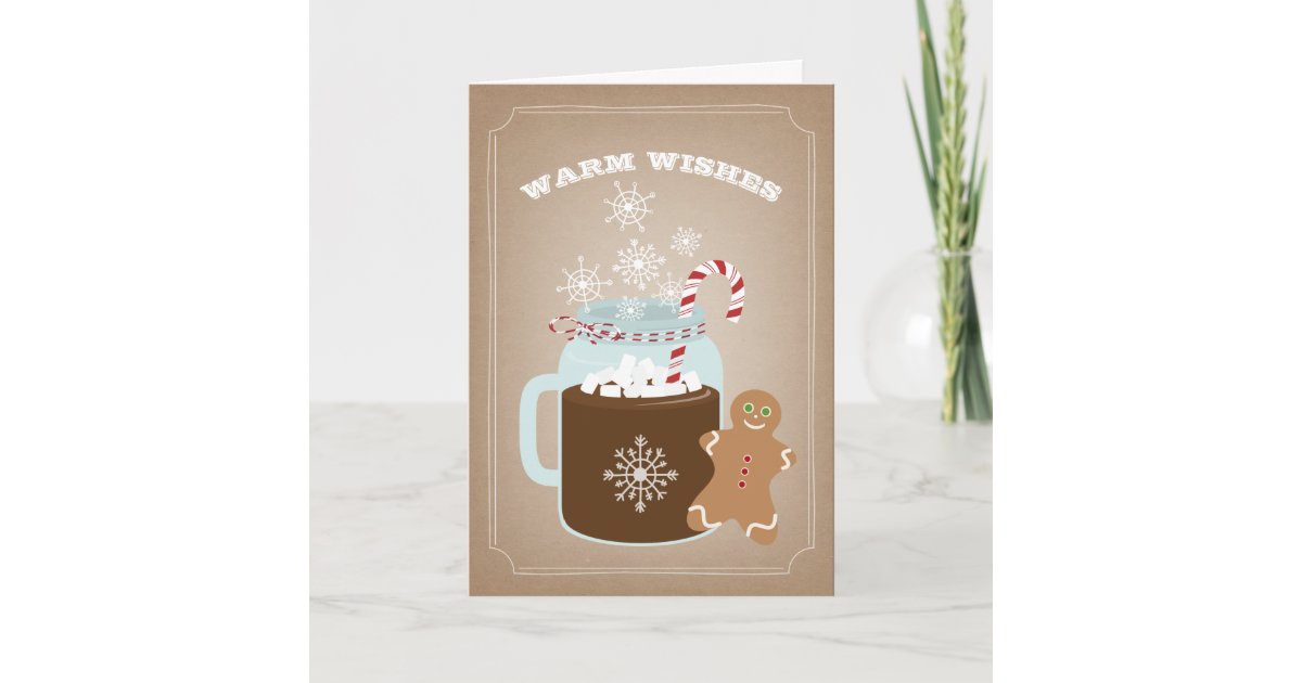 Warm Wishes Gingerbread Man Christmas Holiday Card | Zazzle