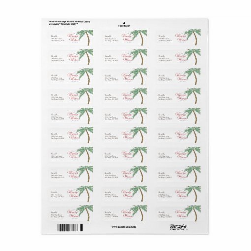 Warm Wishes Palm Tree Holiday Return Address Label | Zazzle