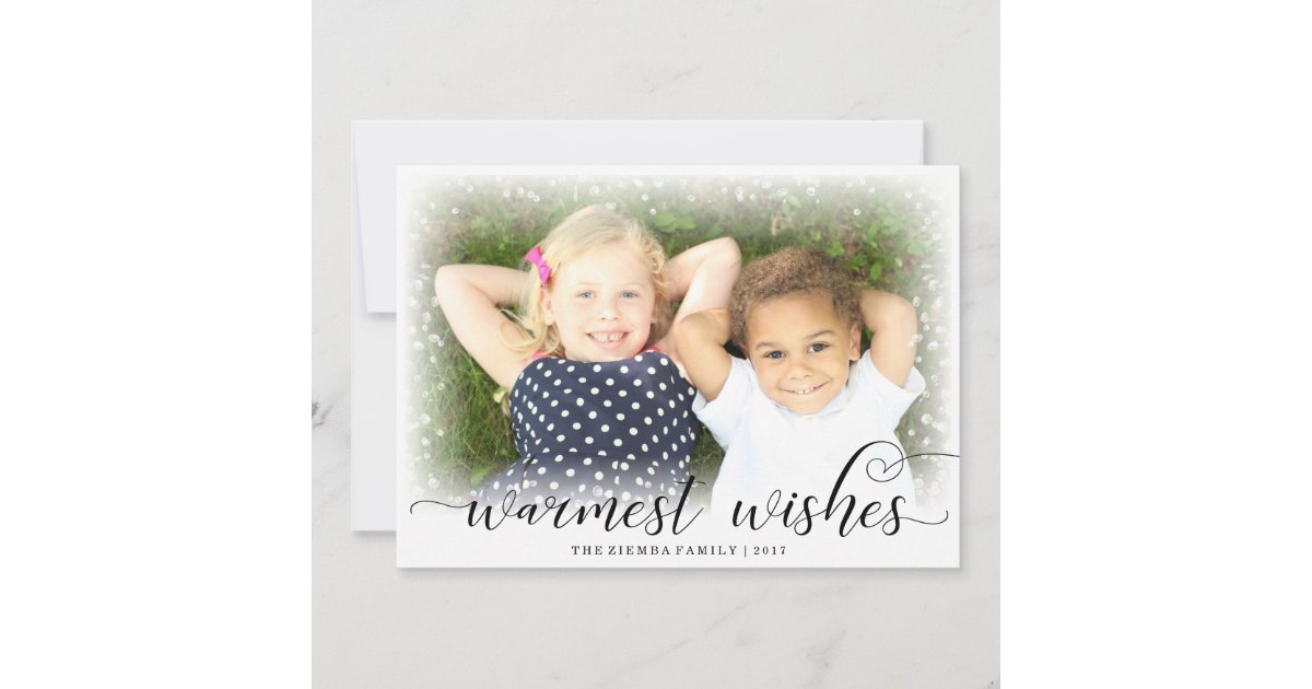 Warm Wishes Snow Christmas Holiday Photo Card | Zazzle