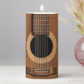 Warm Wood Acoustic Guitar Pillar Candle | Zazzle