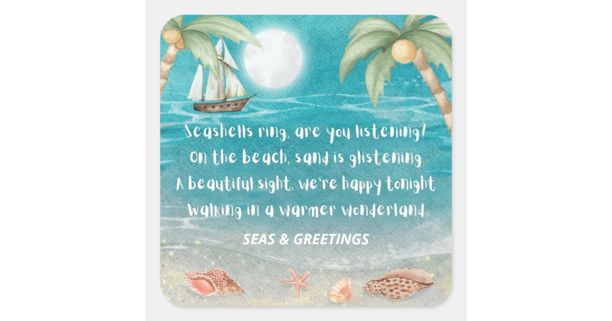 Warmer Wonderland Tropical Beach Christmas Square Sticker | Zazzle