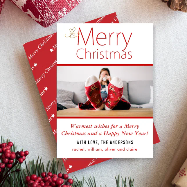 Warmest Wishes Christmas Photo Holiday Card | Zazzle