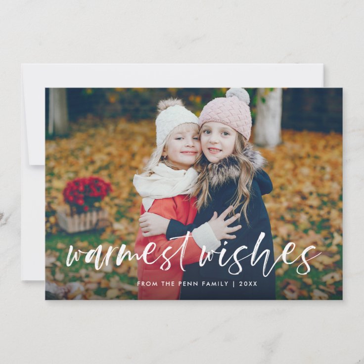 Warmest wishes holiday photo card | Zazzle
