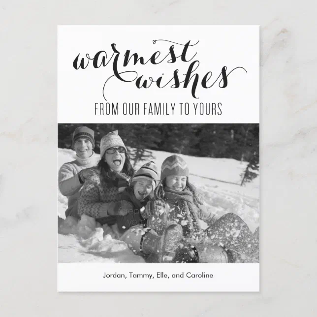 Warmest Wishes Holiday Photo Card Postcard | Zazzle
