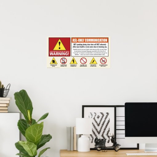 Warning! ASL only. Voices off poster. Poster | Zazzle
