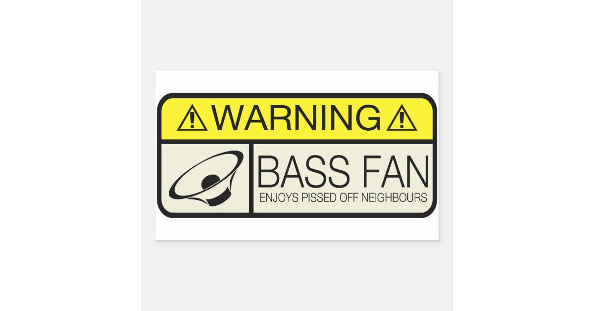 Warning Bass Fan! Rectangular Sticker | Zazzle