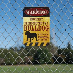 Warning Beware of A Bulldog Funny Private Property Metal Sign | Zazzle