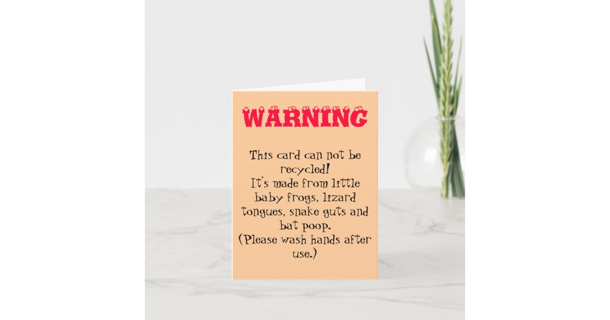 WARNING CARD | Zazzle