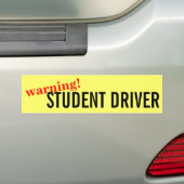 Warning Caution Student Driver Bumper Sticker | Zazzle
