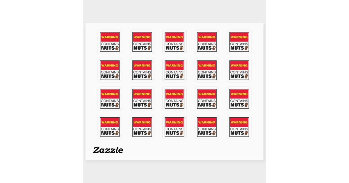 WARNING Contains Nuts Square Sticker | Zazzle