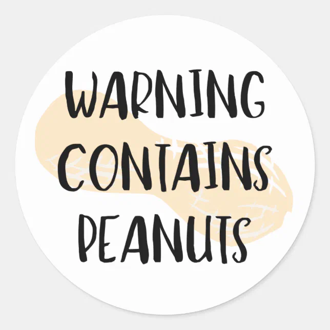 Warning Contains Peanuts Allergen Label Peanut | Zazzle