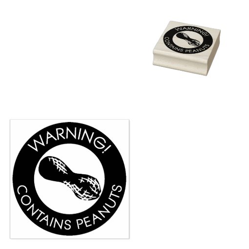 Warning Contains Peanuts Allergen Peanut Symbol Rubber Stamp | Zazzle