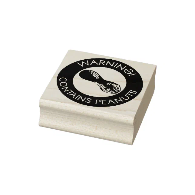 Warning Contains Peanuts Allergen Peanut Symbol Rubber Stamp | Zazzle