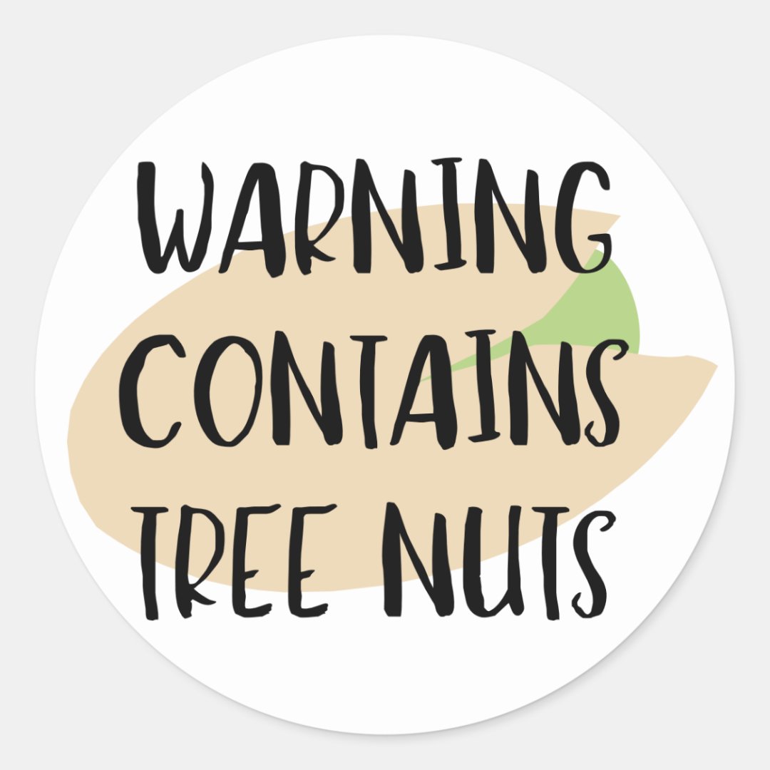 Warning Contains Tree Nuts Allergen Label Nuts | Zazzle