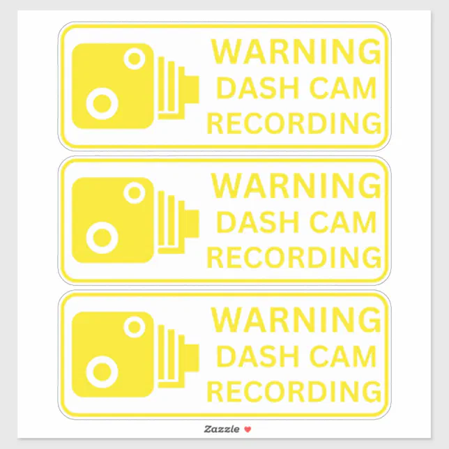 Warning Dash CAM Recording Vehicle Camera Security Sticker | Zazzle