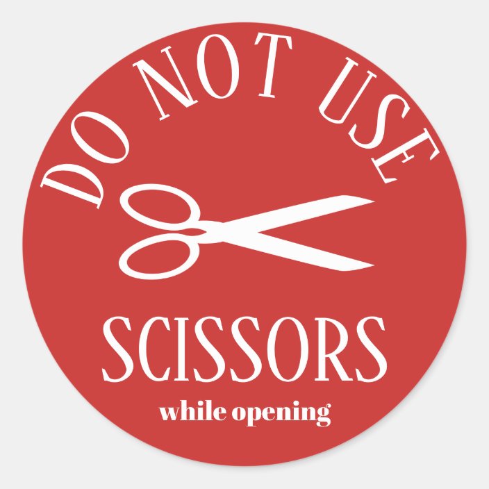 Warning Do Not Use Scissors Round Classic Round Sticker | Zazzle.com
