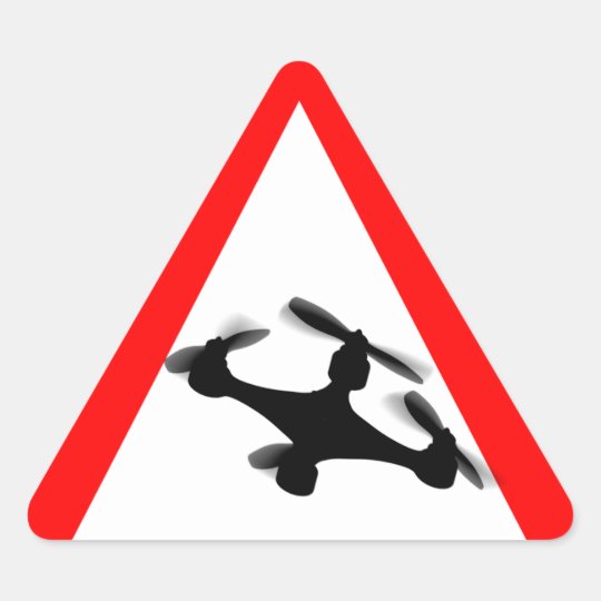 Warning Drone Flying Area Triangle Sticker | Zazzle.com