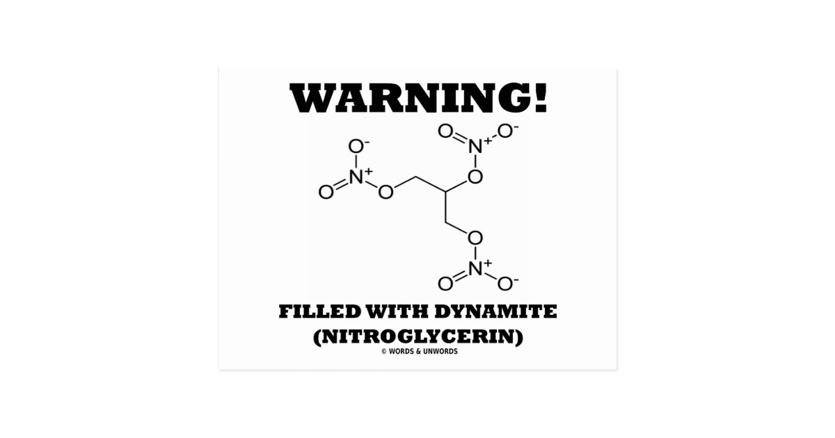 Warning! Filled With Dynamite (Nitroglycerin) Postcard | Zazzle.com