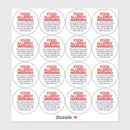 Warning Food Allergy Caution Nuts Soy Egg Sticker | Zazzle