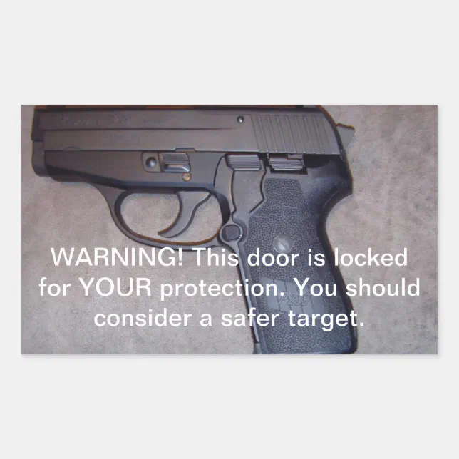 Warning Gun Rectangular Sticker | Zazzle