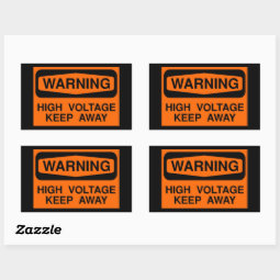 warning high voltage rectangular sticker | Zazzle