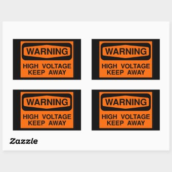 warning high voltage rectangular sticker | Zazzle